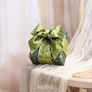 MAYREEL 2.5 Inch Moss Green Crushed Velvet Ribbon Wired for Christmas Decorations Gift Wrapping Wreaths Tree Toppers 10 Yards