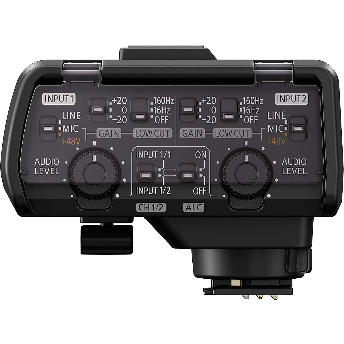Panasonic Professional XLR Audio Video Microphone Adaptor with 2 XLR Terminals – Accessory Compatible with LUMIX GH5, GH5S, S1 and S1R Mirrorless Digital Cameras - DMW-XLR1, Black