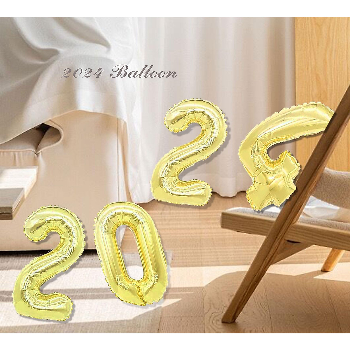 16 Inch 2024 Balloons Gold, 2024 Foil Number Balloons for 2024 New Year Eve Festival Party Supplies Graduation Decorations, Gold