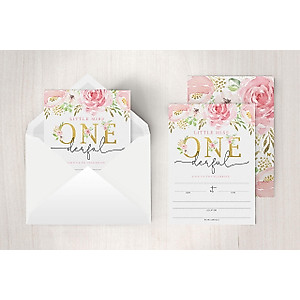 Your Main Event Prints Little Miss ONEderful First Birthday Invitations With Flowers and Butterflies - 20 Invitations - Envelopes Not Included