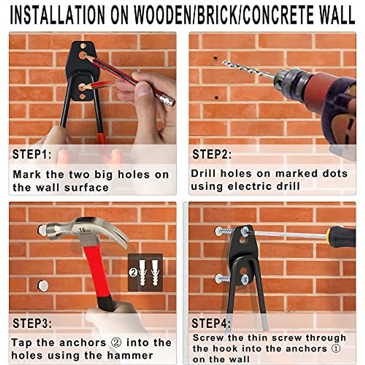 KOFANI Garage Hooks, 16 Pack Steel Heavy Duty Garage Storage Hooks with Anti-Slip Coating, Utility Garage Wall Mount Hooks for Hanging Bike, Ladder and Garden Tools