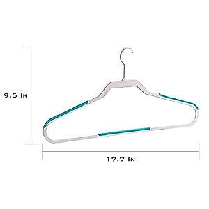 SEDLAV Slim Grip Clothing Hangers, White & Teal, Durable Plastic, Non-Slip Rubber (10 Pack)