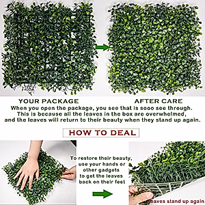 Bybeton Artificial Green Wall Decor,10"x 10"(6pc) UV-Anti Boxwood Hedge Topiary Wall Panels for Indoor Outdoor Privacy Protected and Garden,Balcony,Privacy Fence Screen décor