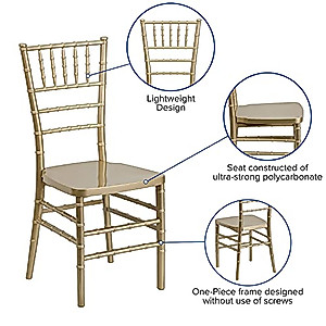 Flash Furniture 2 Pack HERCULES PREMIUM Series Gold Resin Stacking Chiavari Chair