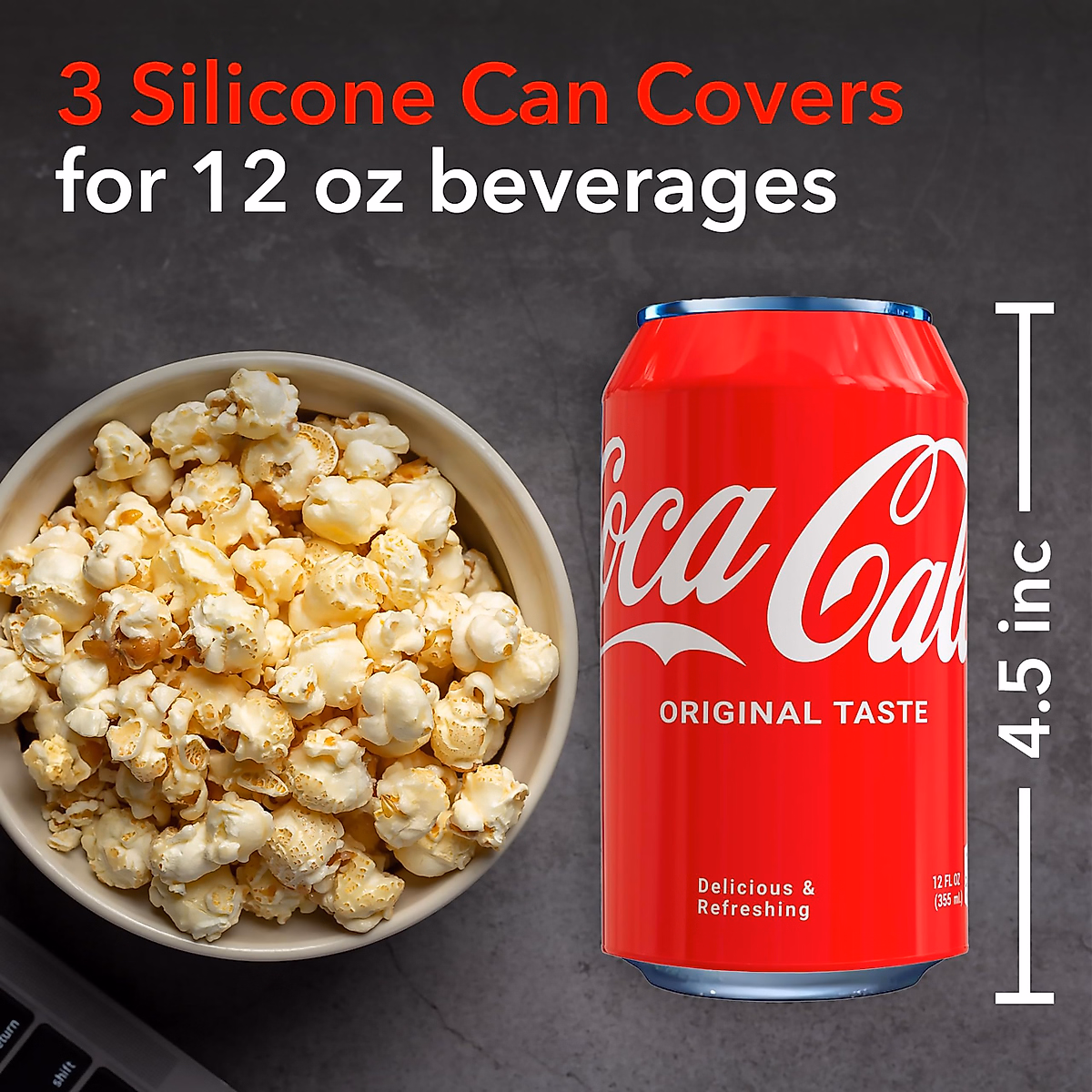BeerSkin Skywin Silicone Can Cover Red-3 Pack 12oz (355ml), Silicone Can Sleeve, Soda Can Sleeve, Hides Can by Disguising as a Can of Soda (Horizontal)