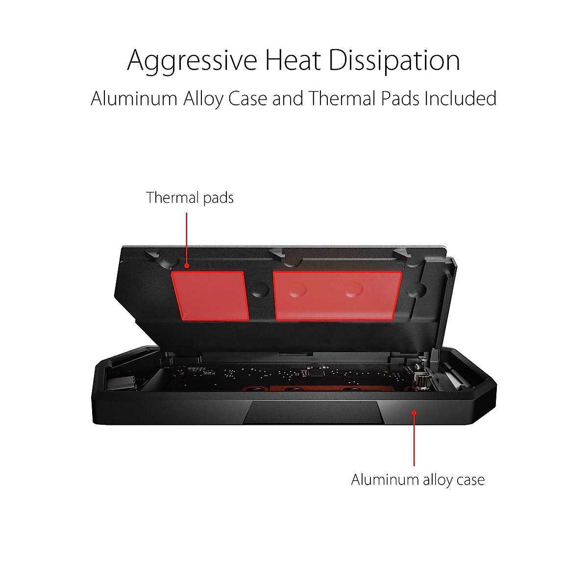 ASUS ROG STRIX Arion Lite External Portable M.2 PCIe NVMe SSD Enclosure featuring up to 10 Gbps transfer speeds with USB 3.2 Gen 2 Type-C Cable (ESD-S1CL)