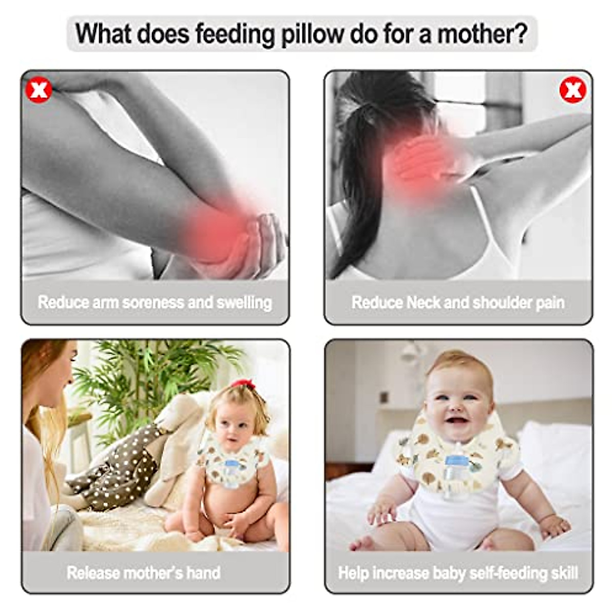 vocheer Baby Bottle Holder, Portable Support Pillow for Newborns, Baby Breastfeeding Pad，Bottle Support Cushion, Leaf