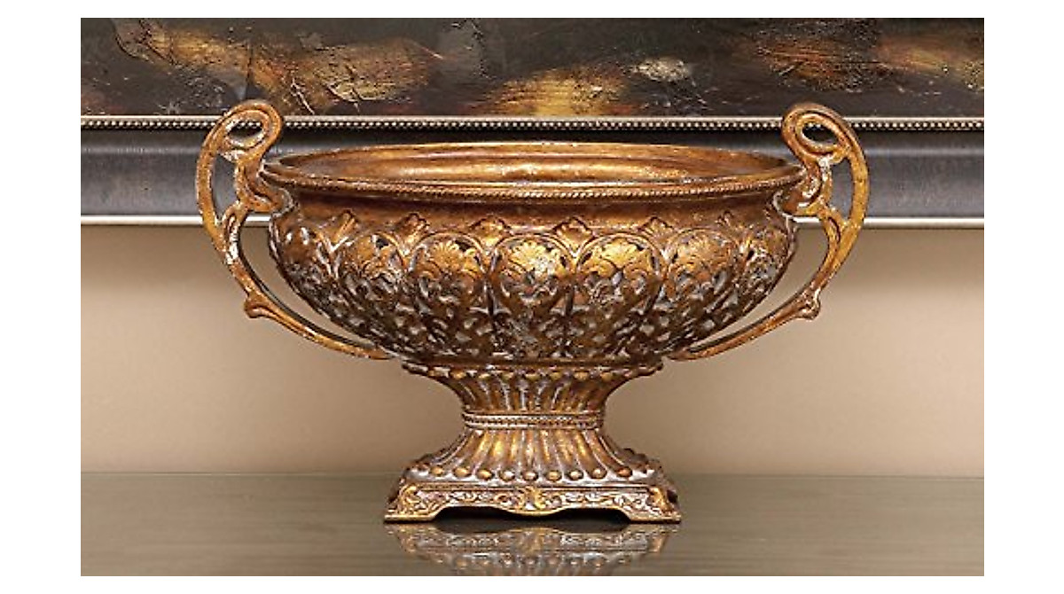 Deco 79 Ornate Gold Decorative Bowl with Handles