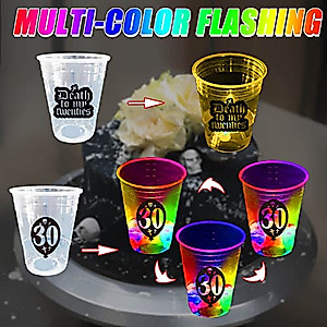 mishunyus 24 Pcs Glow 30th Birthday Decorations,Death to My 20s Party Cups,RIP to My 20s Birthday Decorations for Funny 30th Birthday Party Supplies，RIP Twenties Birthday Cups(16 oz)