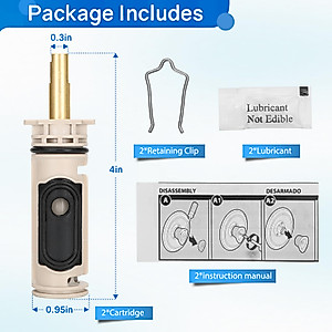 1222 Replacement Cartridge Kit for Moen One-Handle Posi Temp Faucets,Replacement Compatible with Moen Tub Shower,Durable Brass(Silicone Oil Included,Retainer Clip,Installation Instructions)-2PCS