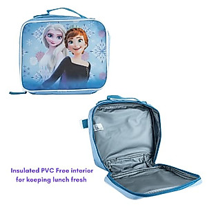 RALME Disney Frozen Back to School Bundle for Girls with Backpack, Lunch Box, and 7 Pc. Calculator & School Supplies Set