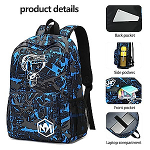 School Backpack for Teen Boys Bookbags Elementary High School Kids Travel Daypacks (Blue)