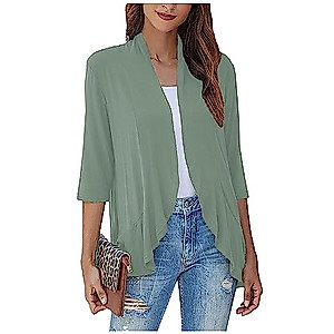 Cardigan for Women Dressy Cute Summer Tops 3/4 Length Sleeve Shirts for Women Blouses for Women Casual Kimono Robes for Women Halloween Shirts for Women Shawl for Women,Mint Green,M