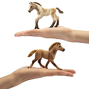 Toymany 8PCS 3-4" Horse Figurines Toy Set, Realistic Detailed Plastic Pony Figures Foal Animals Toy Playset, Cake Toppers Easter Eggs Christmas Birthday Gift Educational Toy for Kids Toddlers