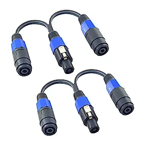 WJSTN speakon splitter Cable ，1 male to 2 female speaker Break Out Cable， Speakon Male to Dual Female Adapter Cable，2Pack