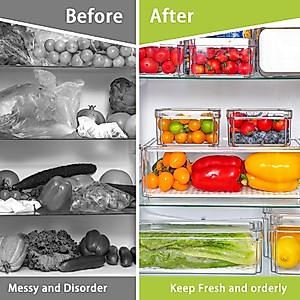 Moretoes Set of 10 Fridge Organizer Stackable Refrigerator Organizer Bins with Lids, BPA-Free Plastic Pantry Storage Bins for Fridge Freezer Kitchen Cabinet Pantry