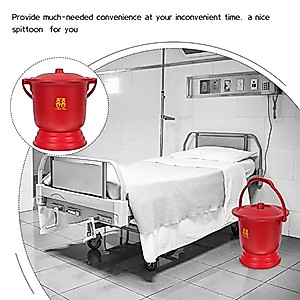 OUNONA Portable Toilet Urinal Spittoon with Handle Chinese Style Bedpan Urinal Chamber Pot Urine Bucket Bottle with Lid for Pregnant Women Elderly