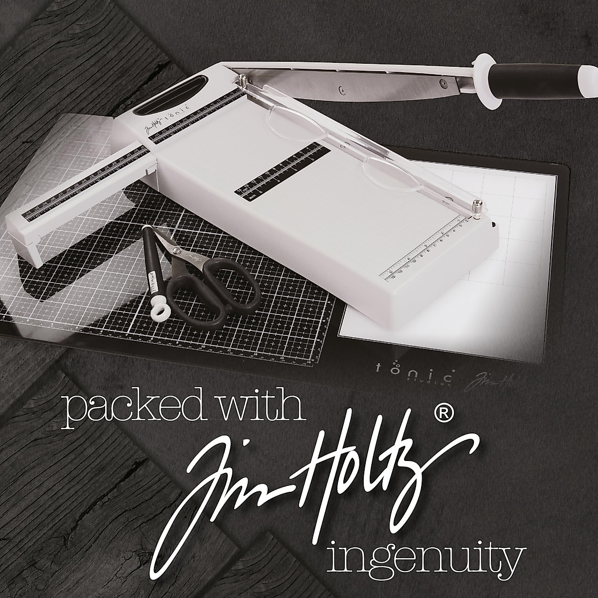 Tim Holtz Paper Cutter Tool - Maxi Guillotine Paper Trimmer for Scrapbooking, Vinyl, and Craft Paper - 12.25 Inch Cutting Length with Extendable Ruler and Grid Lines