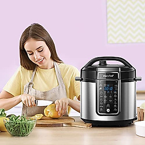COMFEE’ 6 Quart Pressure Cooker 12-in-1, One Touch Kick-Start Multi-Functional Programmable Slow Cooker, Rice Cooker, Steamer, Sauté pan, Egg Cooker, Warmer and More