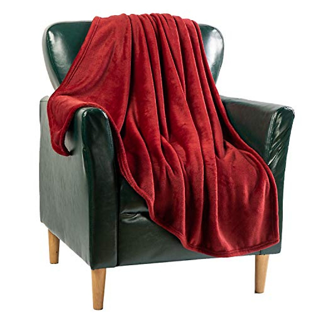Flannel Blanket Fleece Throw Size Burgundy Red All Season Lightweight Plush Cozy Super Soft Luxury Couch Sofa Bed Blanket (Burgundy, Throw 50x60)