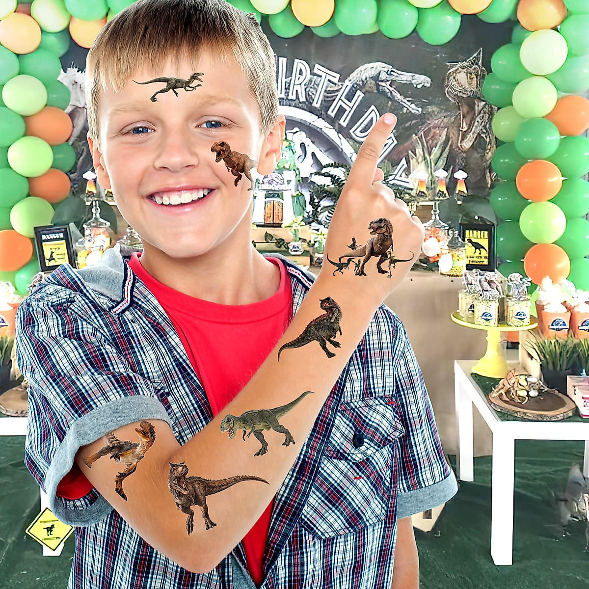 Dinosaur Temporary Tattoos,20 Sheets 160 Pieces Dino Themed Tattoos Stickers Party Decoration Supplies Party favors for Kids Adults