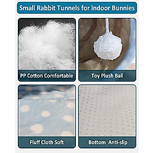 BNOSDM 2-in-1 Rabbit Tunnel Bed for Bunnies Tube Collapsible Removeable Mat Rabbits Tunnels Tubes Toys Small Animal Hideout for Pet Kittens Chinchilla Ferrets Guinea Pigs Hamster Blue