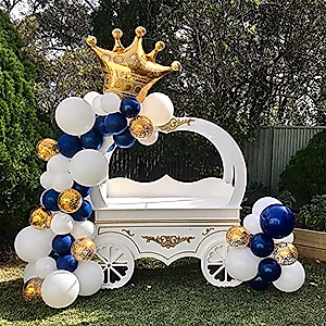 145pcs Navy Blue Balloon Garland Arch Kit, Gold White Royal Blue Balloons with Crown Foil Balloons for Boys Birthday Party Graduation Baby Shower Anniversary Celebration Party Decorations(BLUE 2)