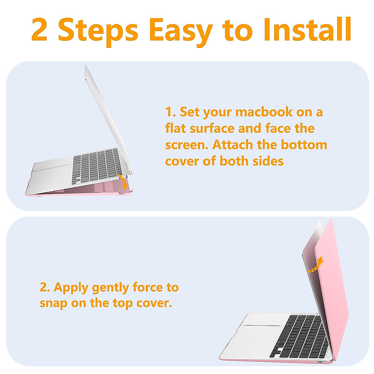 Hianjoo Case Compatible with MacBook Air 13 inch 2022 2021 2020 A2337 M1 A2179 A1932 Touch ID, Hard Shell Case + 2 Keyboard Covers + 2 DIY Stickers, Pink