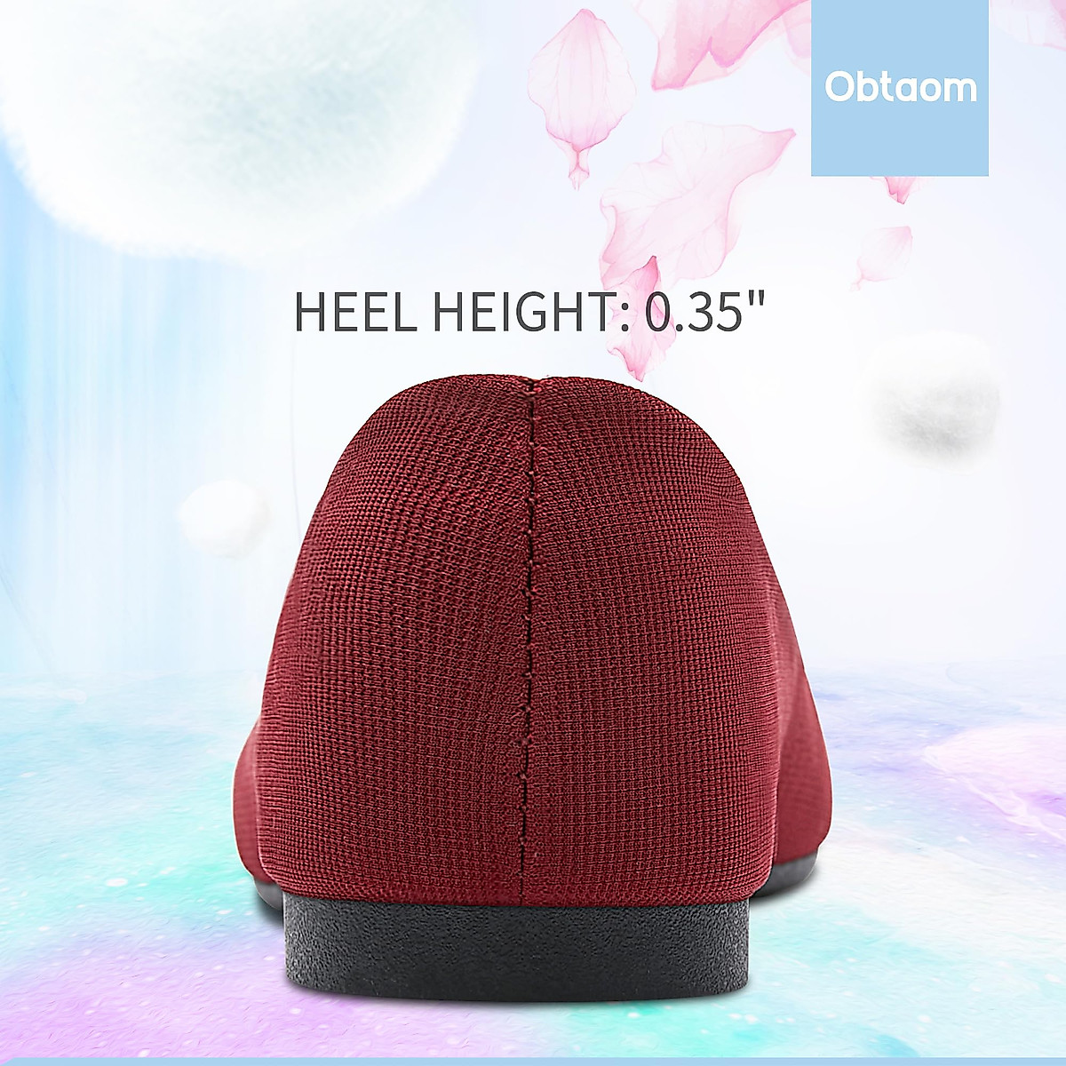 Obtaom Round Toe Women Flat Shoes Slip on Girls Dress Black Ballet Flats(Jujube US5)