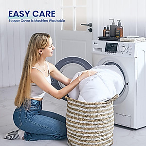 Belffin 3 Inch Dual Layer Memory Foam Mattress Topper King Size, 2 Inch Gel Memory Foam and 1 Inch Down Alternative Pillow Top Mattress Pad Cover with 8-21 Inch Deep Pocket, White