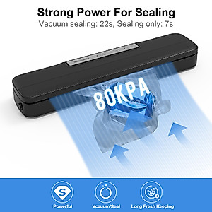 mokero Vacuum Sealer for Food Compact Meal Meat Vacuum Sealer Machine with 10 Seal Bags and Cutter Automatic Vacuum Air Sealing System for Dry Moist Freezer Food Storage