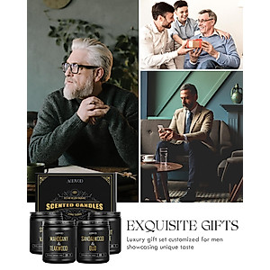 AOOVOO Scented Candles for Men - Candles for Home Scented, Soy Candles, Scented Candles Set, Men Candle Set, Sandalwood Oud/Mahogany Teakwood/Smoke Vanilla/Jasmine Candles Set A