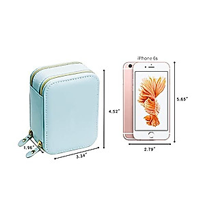 ASLIDECOR Travel Jewelry Case with Mirror,Double Zipper Bulk Travel Jewelry Box, 2 Layer Jewelry Travel Casex for Necklaces,Rings,Bracelets(BLUE)