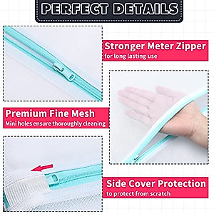 4 Pieces Extra Large Mesh Laundry Bags 44 In x 36 In Oversize Laundry Bag for Washing Machine Heavy Duty Net Washing Bags with Zipper for Big Clothes Household Bed Sheet Travel Storage Organize Bag