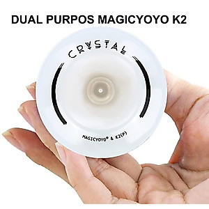 MAGICYOYO Pack of 2 Responsive Yoyos - N11 Black Golden Yoyo and K2 Snow White Fingerspin Yoyo for Kids Beginners, Dual Purpose Yoyos with Unresponsive Yoyo Bearings Kit, 2 Yoyo Bags, 12 Yoyo Strings