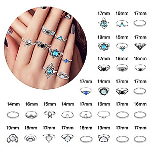 ONESING 154 Pcs Knuckle Rings for Women, Vintage Knuckle Rings Set, Stackable Finger Rings Set Bohemian Retro Vintage Jewelry Silver Rings Crystal Joint Rings Hollow Carved Flowe