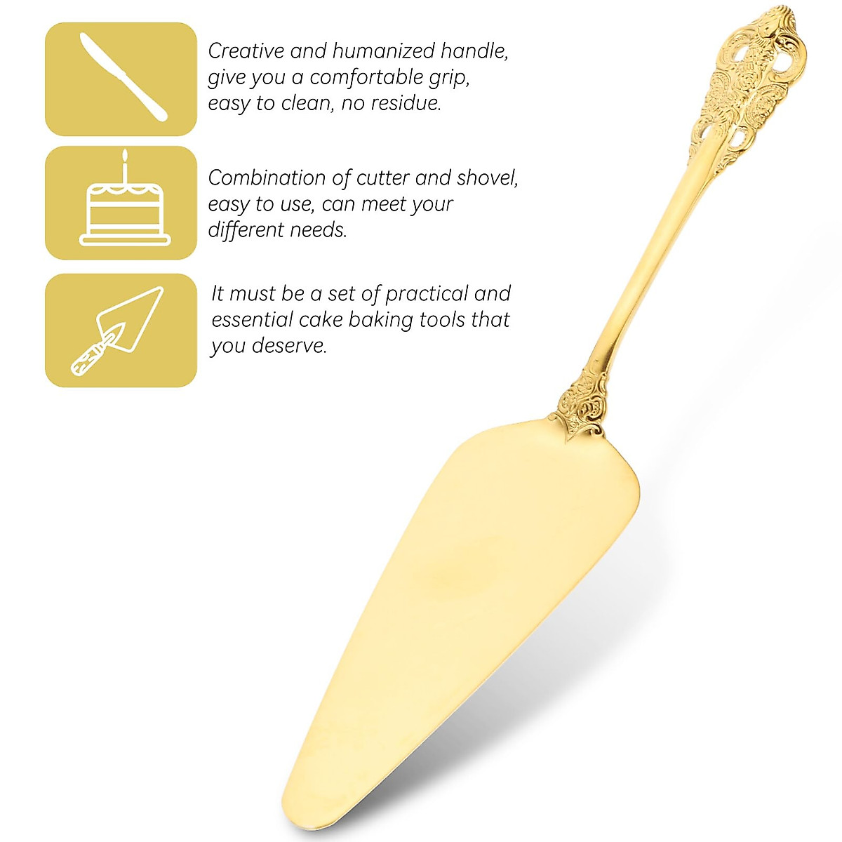 CALLARON Wedding Decor Stainless Steel Cake Server Pie Server Cake Knife Pizza Cutters Scraper Tart Dessert Slicer Cake Silvery Serving Spatulas For Wedding Birthday Loaves Egg Butter Vintage Decor