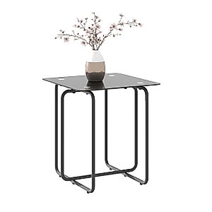 Modern Tempered Glass Coffee Table End Table Side Table for Living Room,Bedroom, Black