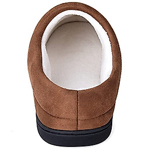 VONMAY Men's Memory Foam House Slippers Suede Wool Fleece Lined Slip On Shoes Indoor Outdoor Non-slip, Camel, Size 11-12