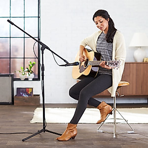 Pyle Classic Retro Dynamic Vocal Microphone + Amazon Basics Adjustable Boom Height Microphone Stand