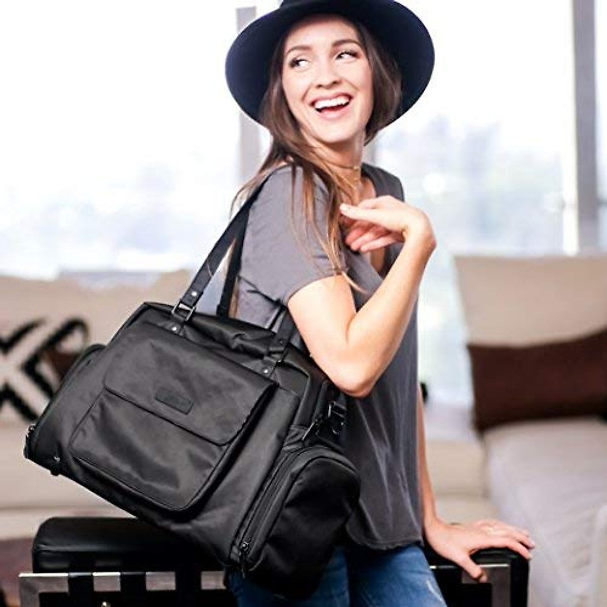 JuJuBe Be Pumped Insulated Breast Pump Bag, Onyx Collection - Black Out