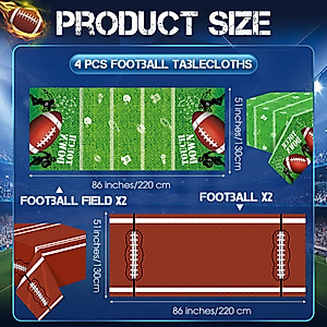 Ceenna 14 Pcs Football Party Decorations with 10 Football Balloons Foil Football Field Balloons 4 Disposable Football Tablecloth 51''x86'' Plastic Touchdown Table Cover for Tailgate Game Day Birthday
