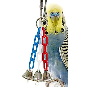 Bonka Bird Toys 1532 Tiny 3 Bell Bird Toy Parrot Cage Toys Cages Budgie Parakeet Parrotlet Lovebird Quality Product Hand Made in The USA