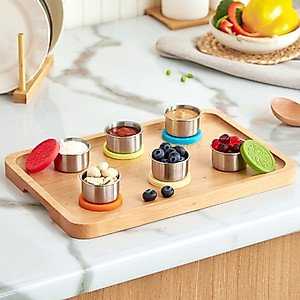 ROSSETTO FR 18/10 Stainless Steel Salad Dressing Containers, 6x1.7 oz Smal Sauce Containers with Lids, Reusable Condiment containers for Lunch Box, Dressing to Go Containers, Leakproof