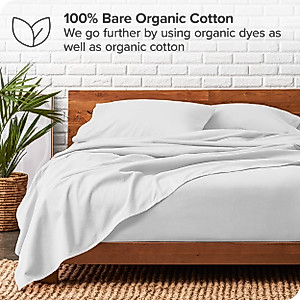 Bare Home Organic Cotton Flannel Sheet Set - King Size - 100% Cotton - Double Brushed for Extra Softness & Comfort - Warm, Cozy, and Durable - Breathable - Bed Sheets (King, White)