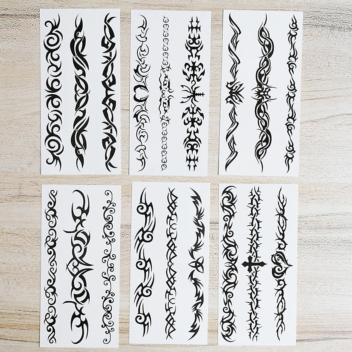 Yesallwas 6 Sheets Mix Tribal fake Tattoos Small Temporary Tattoo Blue Black Tribal Pattern Tattoo Body Sticker for Men Women 9cmX 19cm/3.54X7.48 inches (LXW)