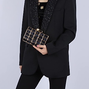 Gripit Acrylic Small Cube Clutch Purse for Women Black Clutch Purse Formal Fancy Purses Evening Clutch Handbag for Banquet