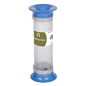 Glasdon C-Thru 10Q Battery Recycling Tube (Blue) – Small Battery Recycling Bin – Compact 10Q Transparent Battery Collection Tube – Standard/Recycle Across America Decals (Recycle Across America Decal)
