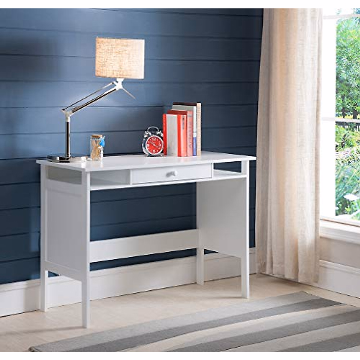 Kings Brand Furniture Home & Office Parsons Wood Desk with Drawer, White