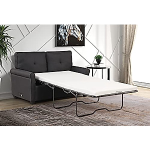 JUBILOOM Pull Out Sofa Couch, Folding Futon Sleeper Bed with 2 USB Ports, Convertible Twin Loveseat Furniture for Compact Small Space, Dorm, Living Room Apartment, Office (Black)